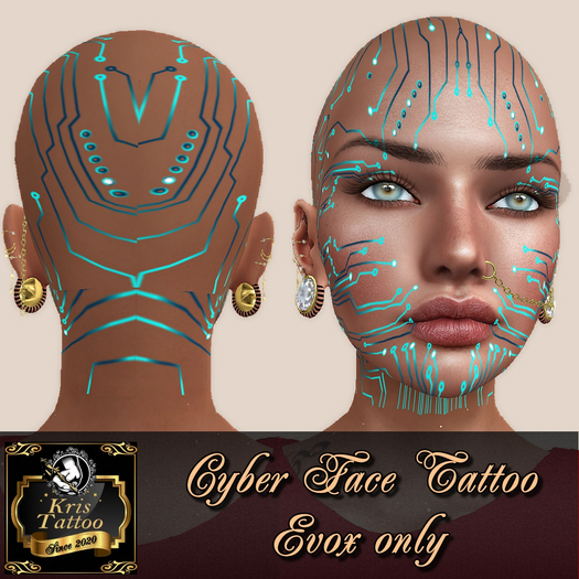 Second Life Marketplace Kris Tattoo Cyber Face Evox